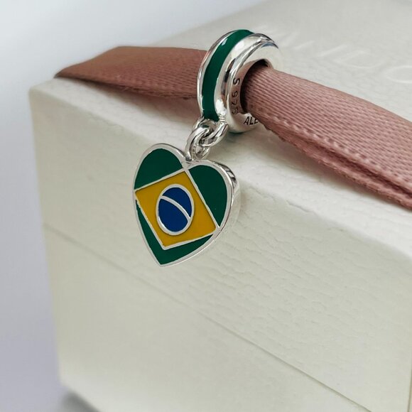 Pandora | Jewelry | Pandorabrazil Brasil Heart Flag Beadnewstamped ...
